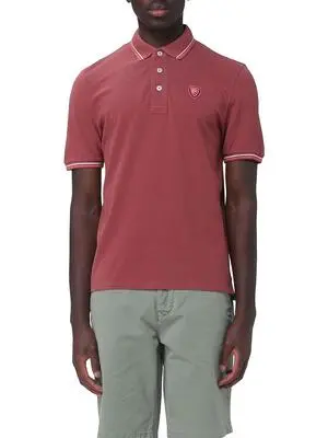 BLAUER. Cotton Polo Shirt With Emblem - Brick Red