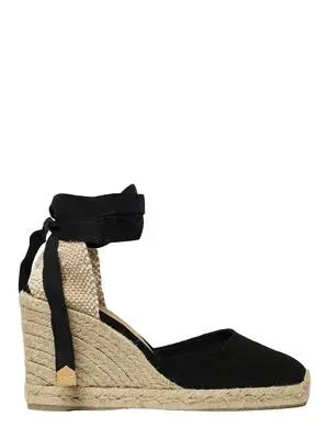 CastaÑer Espadrille Wedge Sandals With Tie Fastening - Black
