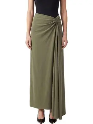 Alexander McQueen Asymmetrical Draped Maxi Skirt In Silk - Green