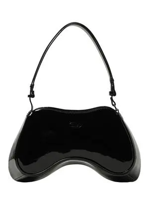 DIESEL® Play Shoulder Bag In Patent Faux Leather - Black