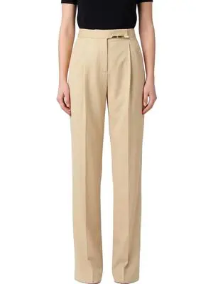 Elisabetta Franchi Wool Blend Wide Leg Trousers - Camel