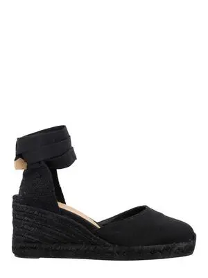 CastaÑer Espadrille Wedges With Ankle Tie Fastening - Black