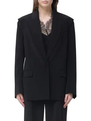 Patrizia Pepe Single-breasted Polyester Blazer - Black