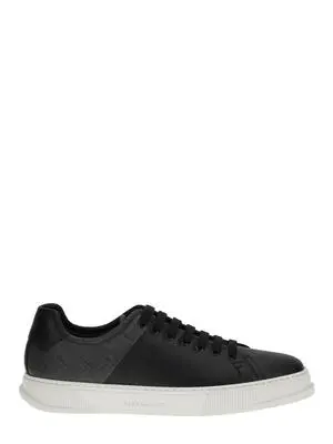 FERRAGAMO Smooth And Saffiano Calf Leather Low Top Sneakers - Black