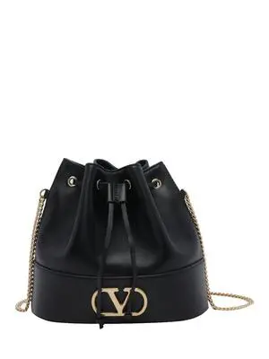 Valentino Garavani Vlogo Signature Mini Bucket Bag In Calf Leather - Black