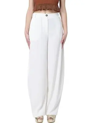 Elisabetta Franchi High-waisted Wide Leg Crêpe Trousers - Ivory