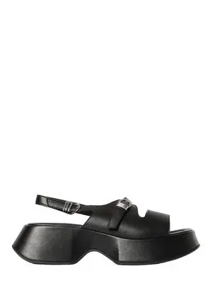VIC MATIE Leather Slingback Sandals - Black