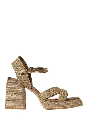CastaÑer Valle Braided Raffia And Leather Heeled Sandals - Gold