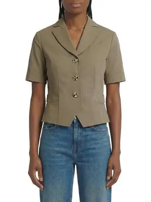 Liu Jo Cotton Blazer With Short Sleeves - Green
