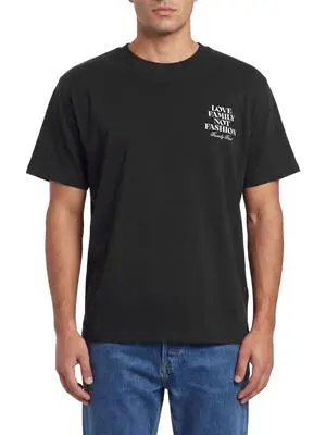 FAMILY FIRST Cotton Crew Neck T-shirt With Slogan - Black