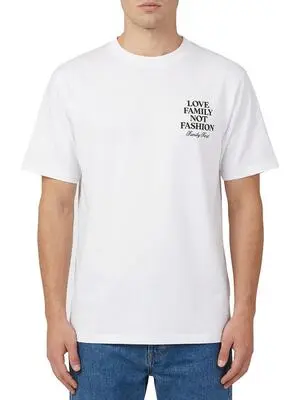 FAMILY FIRST Cotton Crew Neck T-shirt With Slogan - White