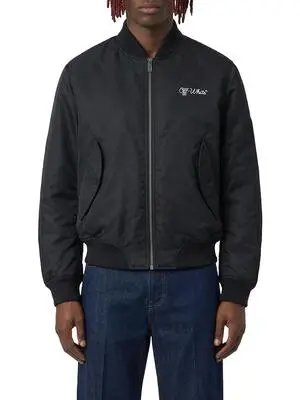 Off-White Nylon Bomber Jacket With Embroidered Logo - Black
