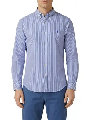 Polo Ralph Lauren Slim Fit Stretch Cotton Poplin Shirt With Button-down Collar - Blue 2