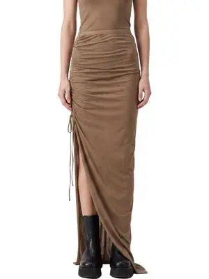 Rick Owens Long Cotton Jersey Skirt - Camel