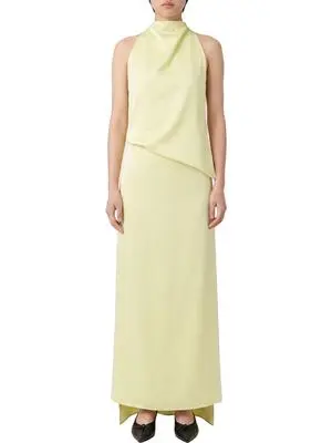 Sportmax Dolmen Long Satin Dress - Yellow
