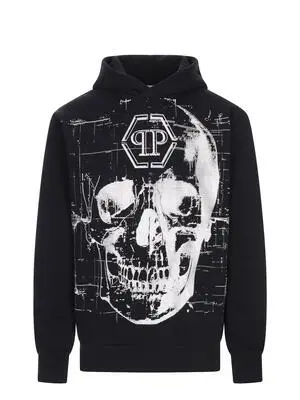 Philipp Plein Graphic Skull Print Hoodie - Black