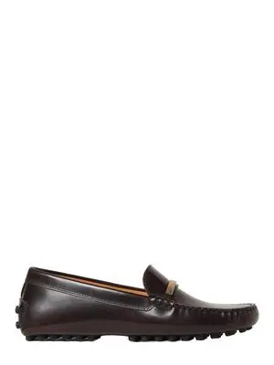 TOD'S Leather Loafers With Metal Detail - Dark