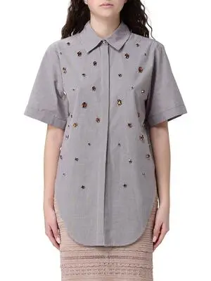 Liu Jo Short Sleeve Embellished Shirt - Brown
