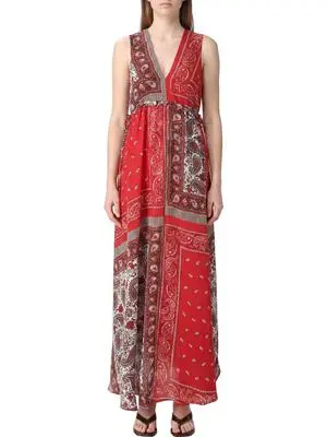 PAROSH P.a.r.o.s.h. Off-the-shoulder Bandana Print Silk Maxi Dress - Red