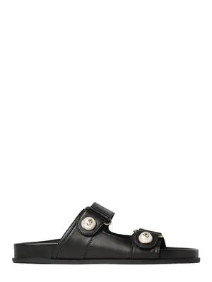 JIMMY CHOO Fayence Leather Sandals With Pearl Embellishments - Black