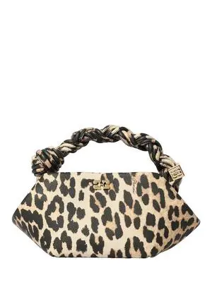 GANNI Bou Small Handbag In Recycled Fabric With Animal Print Multicolor