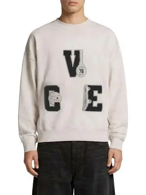 GOLDEN GOOSE Crewneck Sweatshirt With Lettering And Graphics - Grey
