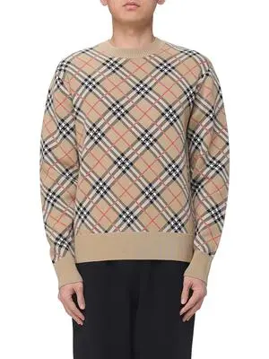 Burberry Cotton And Wool Blend Vintage Check Crewneck Pullover - Sand