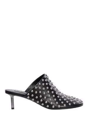 JIL SANDER Studded Heeled Mules - Black