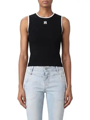Amiri Sleeveless Ribbed-knit Monogram Top - Black