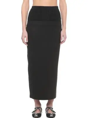 Attico Cotton Jersey Midi Pencil Skirt - Black