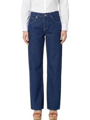 7 For All Mankind Low Straight Denim Jeans - Blue