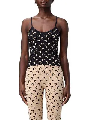 MARINE SERRE Jersey Top With Monogram Motif - Black