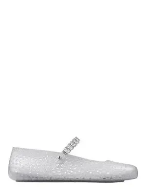 JIMMY CHOO Jelly Mary Jane Flats With Crystal Embellishment - Silver