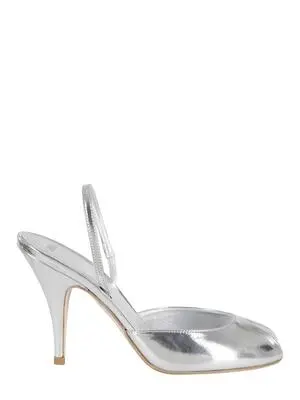 3JUIN Laminated Leather Slingback Pumps - Silver
