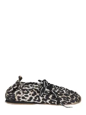 GANNI Sporty Animal Print Ballerina Flats In Recycled Nylon - Brown