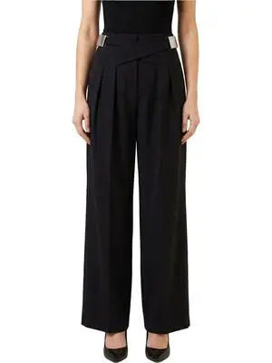 Attico Virgin Wool Wide-leg Trousers - Black