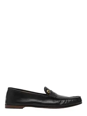 Versace Calf Leather Loafers With Medusa Embellishment - Black