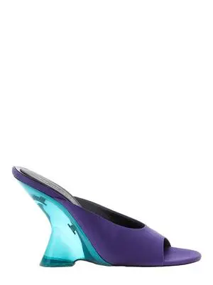 Dries Van Noten Satin Mules With Sculptural Wedge Heel - Violet