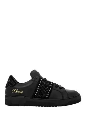 Philipp Plein Embellished Leather Trainers - Black