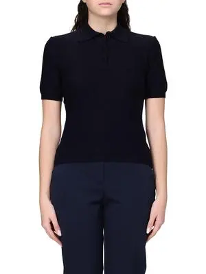 Max Mara Striped Cotton Knit Polo Shirt - Blue