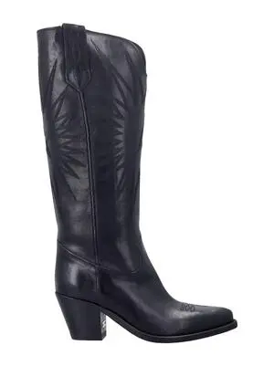 GOLDEN GOOSE Leather Knee High Boots - Black