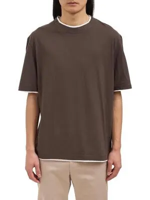 PAOLO PECORA Basic Cotton T-shirt - Brown