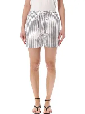LOU LOU STUDIO Striped Cotton Casual Shorts - Red