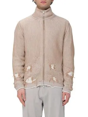MAISON MARGIELA Distressed Cotton Zip-up Cardigan - Camel