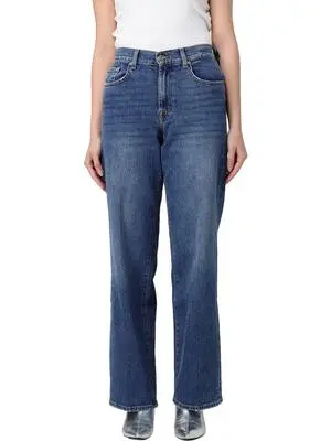 7 For All Mankind Straight Leg Cotton Denim Jeans - Blue
