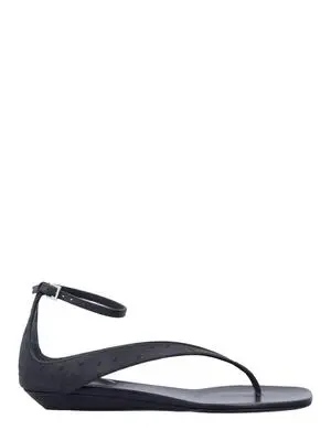 LOU LOU STUDIO Embossed Leather Thong Sandals - Black