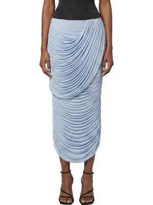 Magda Butrym Draped Cupro Midi Skirt - Gnawed Blue