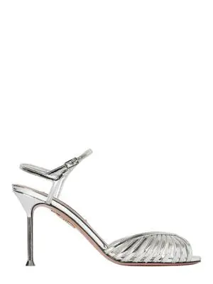 AQUAZZURA Bella Laminated Patent Leather Sandals - Silver