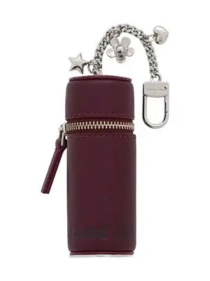 Marc Jacobs Leather Lipstick Keychain With Charm - Plum