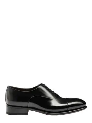 Santoni Brushed Leather Oxford Shoes - Black